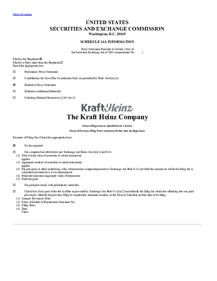 Annual Reports & Proxy Statements - The Kraft Heinz Company